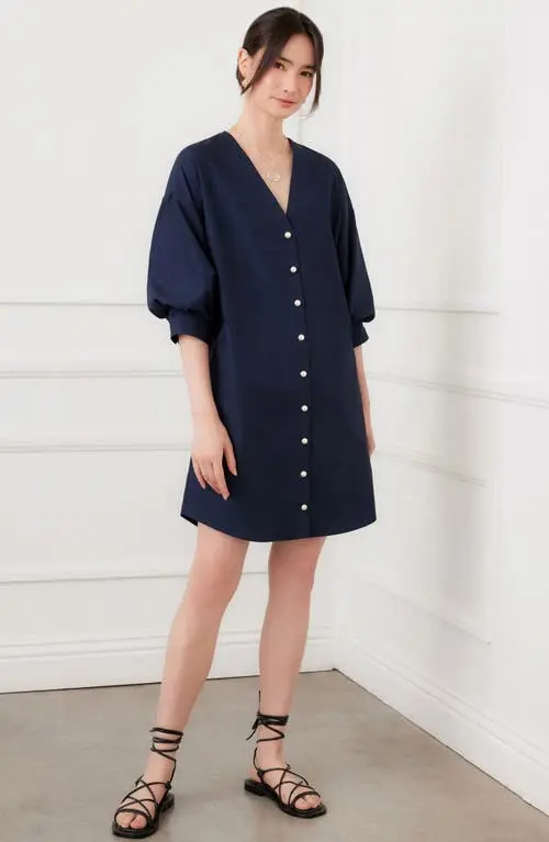Karen Kane Puff Sleeve Button-up Dress
