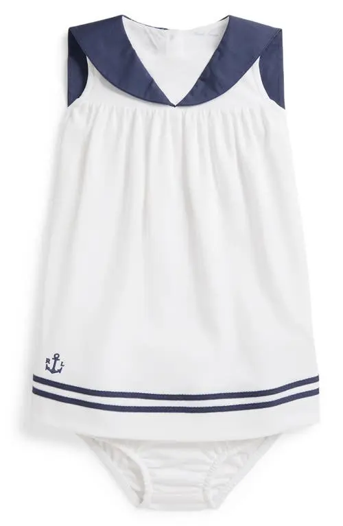 Ralph Lauren Cotton Interlock Sailor Dress & Bloomers Set - White