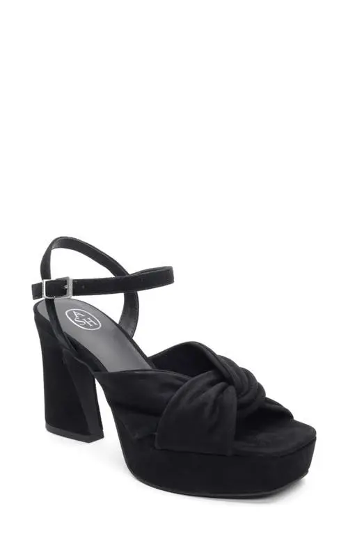 Ash Opus Suede Ankle Strap Platform Sandal - Black
