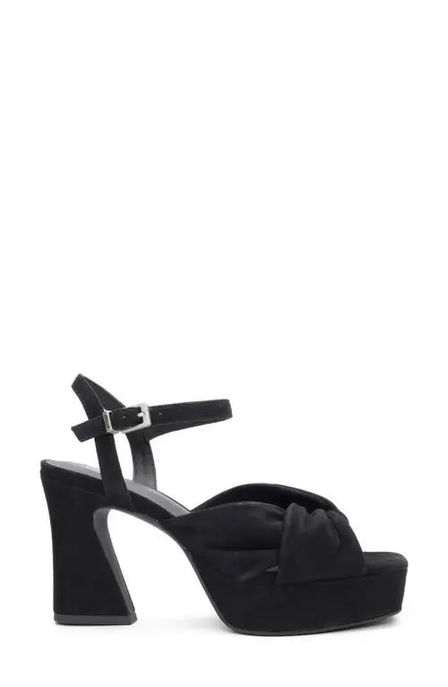 Ash Opus Suede Ankle Strap Platform Sandal - Black