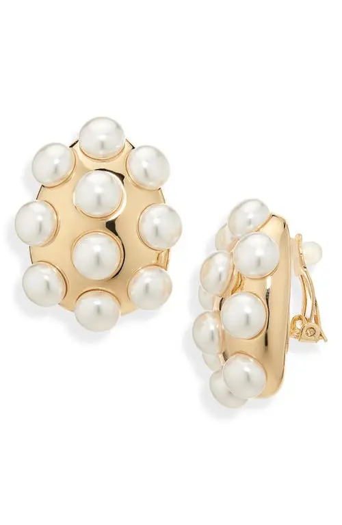 Carolina Herrera Faux Pearl Stud Earrings - Pearl/gold