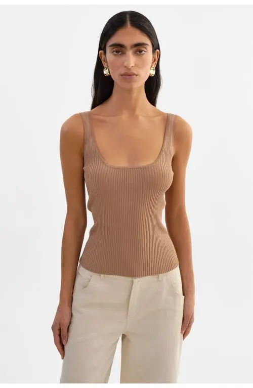 LAMARQUE Bista Shimmery Rib Knit Tank Top - Bronze