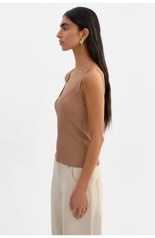 LAMARQUE Bista Shimmery Rib Knit Tank Top - Bronze