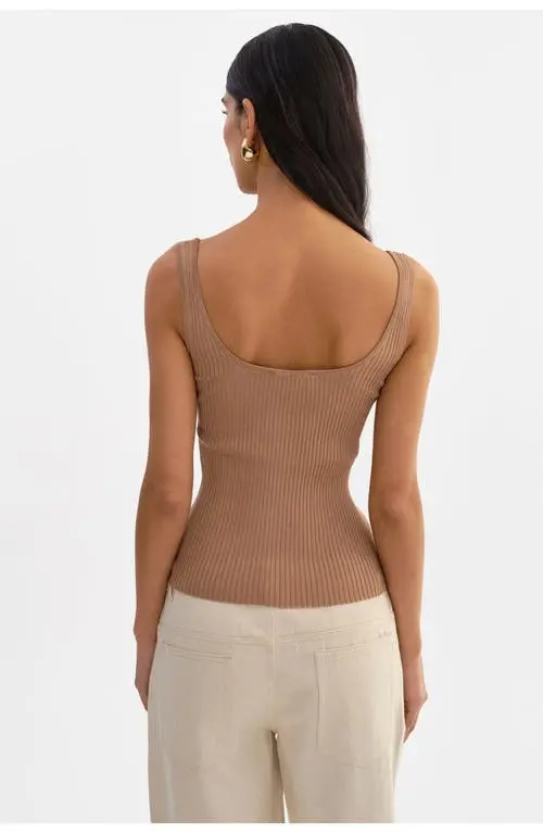 LAMARQUE Bista Shimmery Rib Knit Tank Top - Bronze