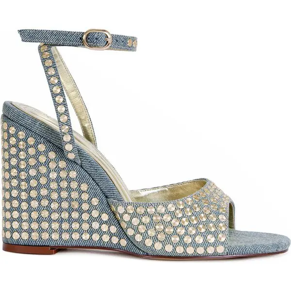 AZALEA WANG Matteus- Studded Wedge Sandalwhite / / Wedge - Denim