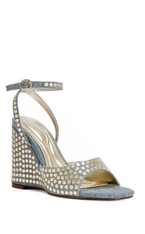 AZALEA WANG Matteus- Studded Wedge Sandalwhite / / Wedge - Denim