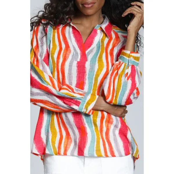 APNY Stripe Pullover Shirt - Hibiscus Multi