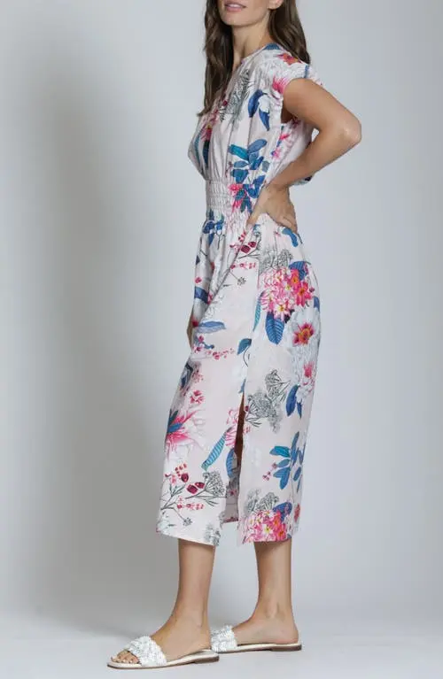 APNY Floral Print Cotton Midi Dress - Blush