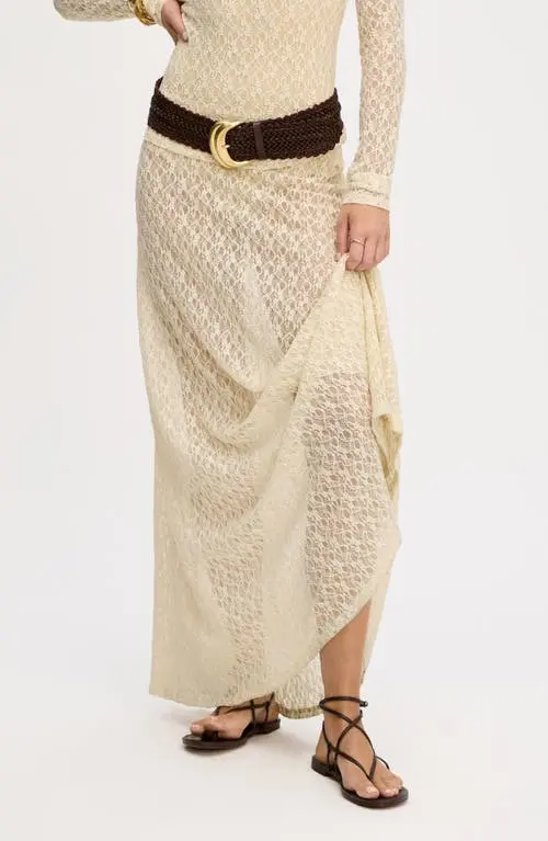 Sam Edelman Lace Knit Maxi Skirt - Almond