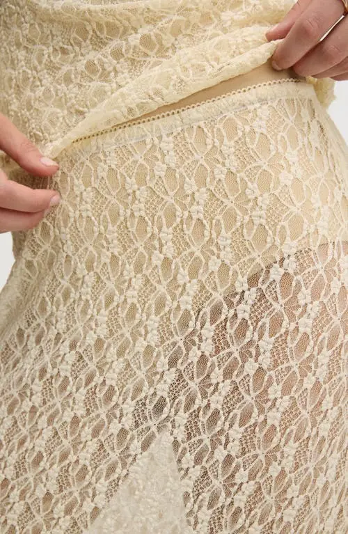 Sam Edelman Lace Knit Maxi Skirt - Almond