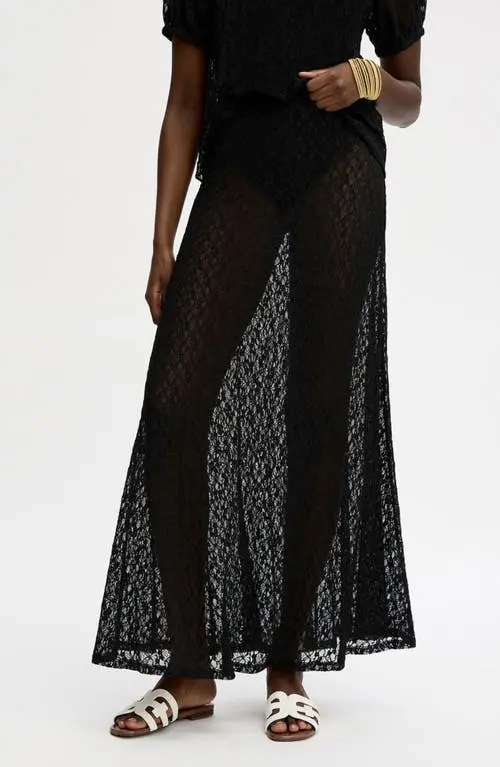 Sam Edelman Lace Knit Maxi Skirt - True Black
