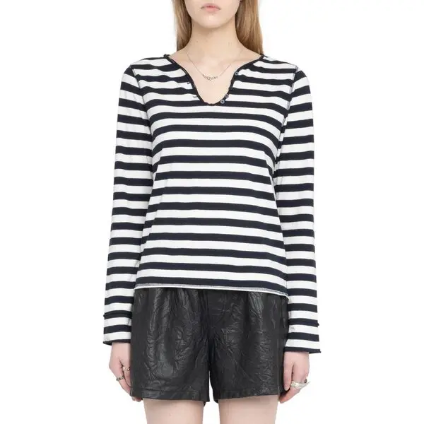 Zadig&Voltaire Striped Split-neck Top - Encore