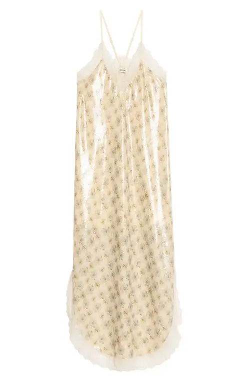 Zadig&Voltaire Ristyl Mirror Flowers Sequin Slipdress - Vanille