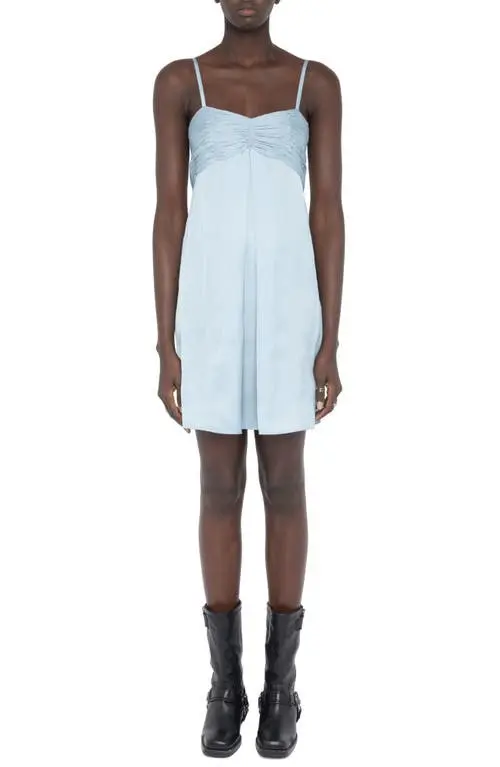 Zadig&Voltaire Rippies Pleated Satin Slipdress - Sky
