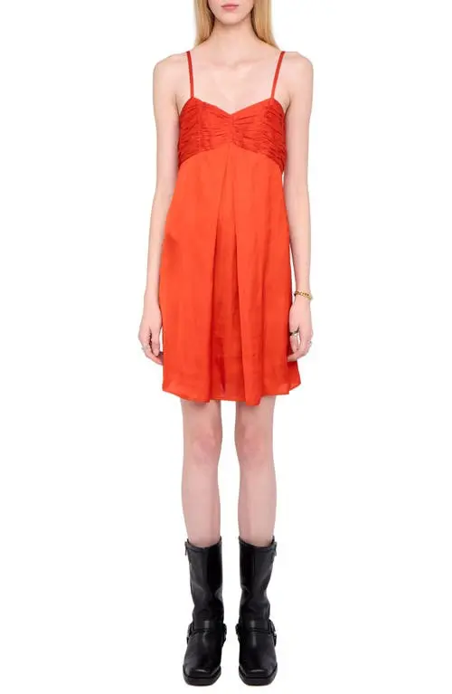 Zadig&Voltaire Rippies Pleated Satin Slipdress - Tangerine