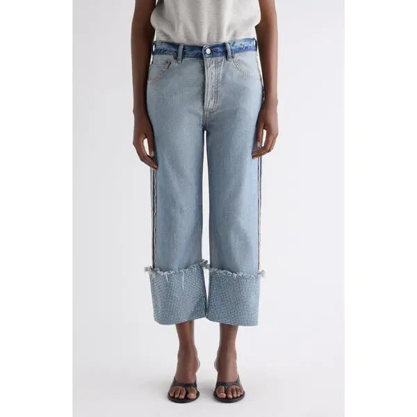 Acne Studios Rhinestone Cuff Ankle Jeans