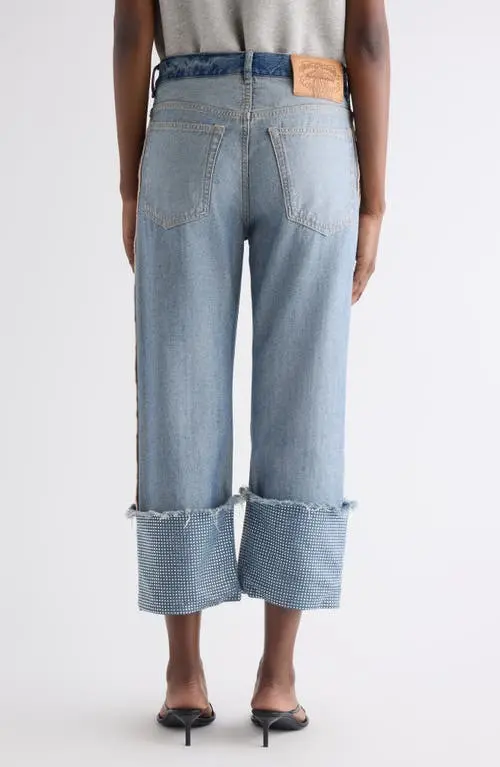 Acne Studios Rhinestone Cuff Ankle Jeans - Mid Blue
