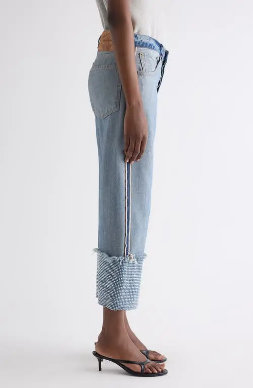 Acne Studios Rhinestone Cuff Ankle Jeans - Mid Blue