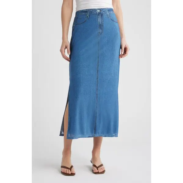 CITY BLUES Denim Mesh Maxi Skirt - Indigo