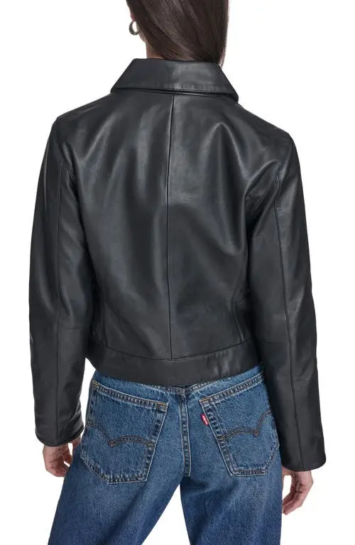 LEVI'S Leather Zip Jacket - Black