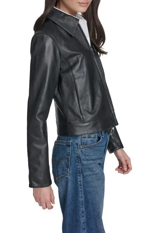 LEVI'S Leather Zip Jacket - Black