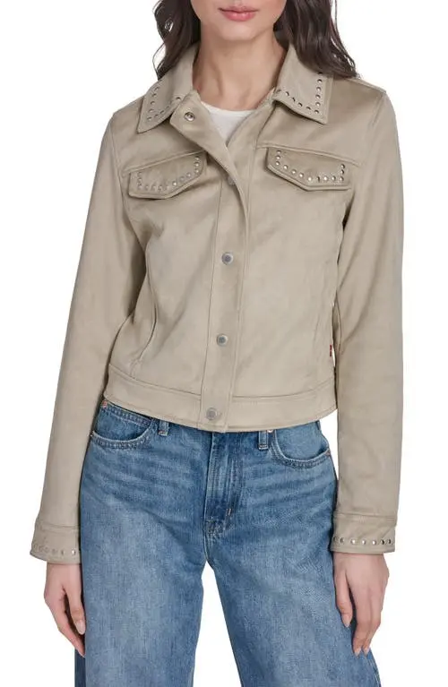LEVI'S Studded Faux Suede Jacket - Beige