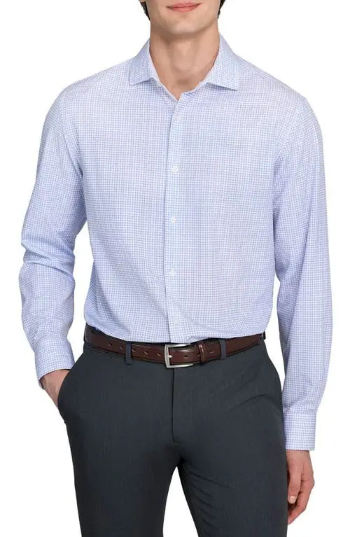 W.R.K Slim Fit Microcheck Performance Dress Shirt - White/purple