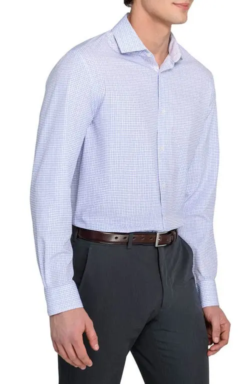 W.R.K Slim Fit Microcheck Performance Dress Shirt - White/purple