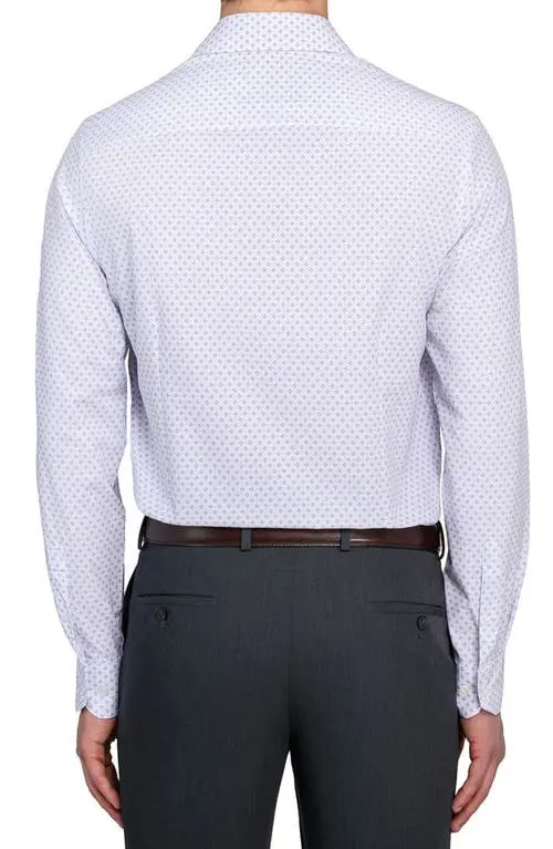 W.R.K Regular Fit Dash Print Performance Dress Shirt - White/purple
