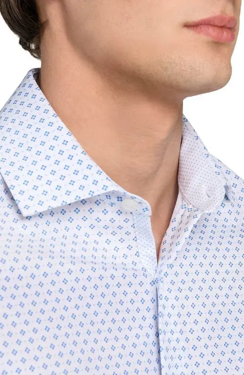 W.R.K Regular Fit Dash Print Performance Dress Shirt - White/blue