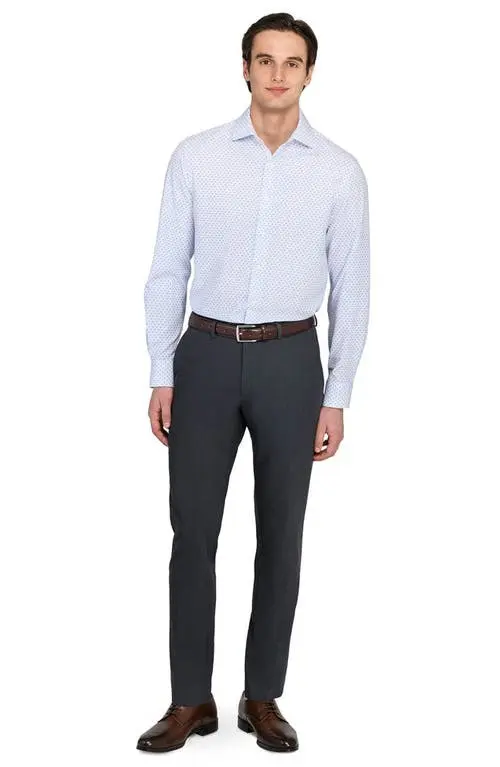 W.R.K Regular Fit Dash Print Performance Dress Shirt - White/blue