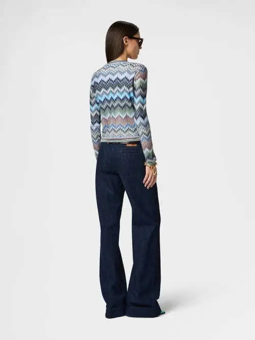 Missoni Chevron Snake Motif Viscose Cardigan With Patch Pockets - Multicoloured