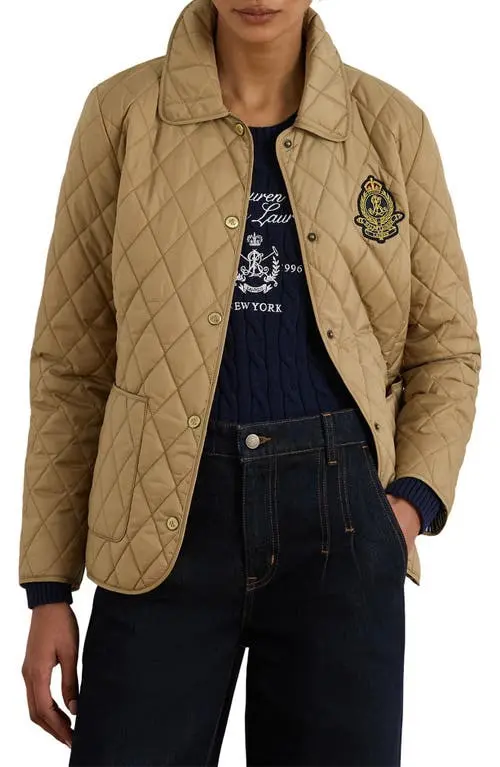 Ralph Lauren Crest Detail Quilted Jacket - Birch Tan