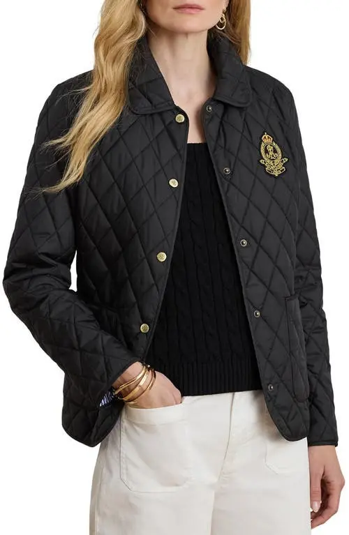 Ralph Lauren Crest Detail Quilted Jacket - Black