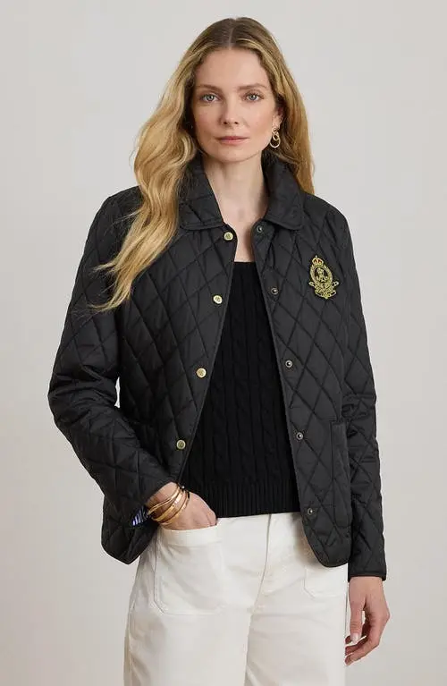 Ralph Lauren Crest Detail Quilted Jacket - Black