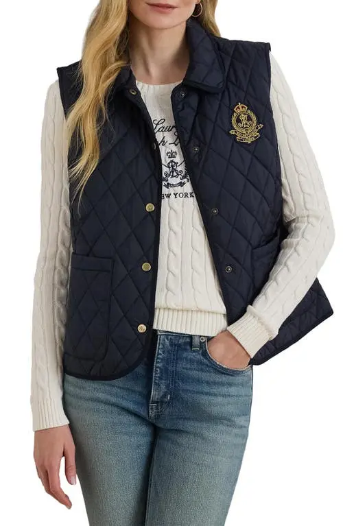 Ralph Lauren Crested Quilted Vest - Dark Navy