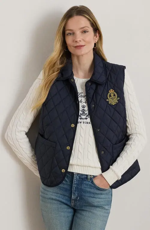 Ralph Lauren Crested Quilted Vest - Dark Navy