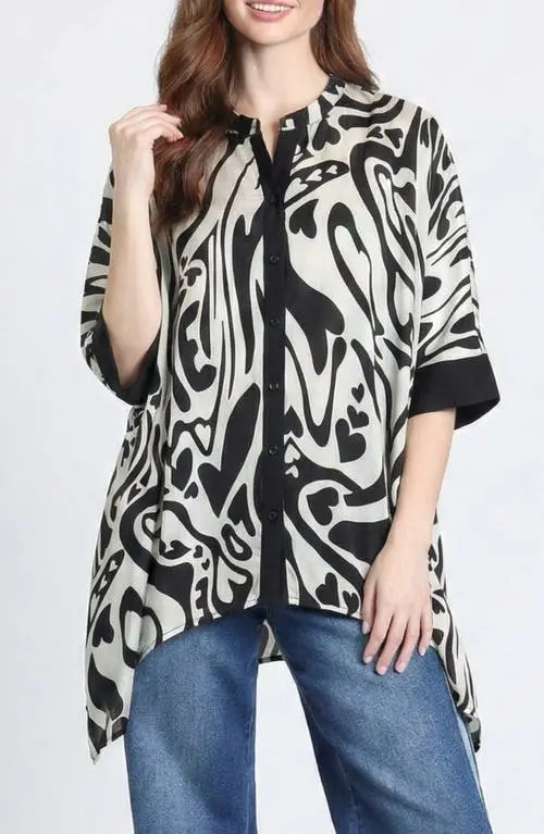 APNY Abstract Print Button-up Tunic