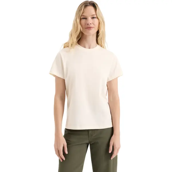 PACT Organic Cotton Softspun Essential Crewneck Tee - Soft Ivory