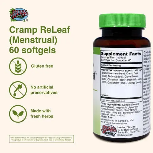 HERBS ETC. Cramp Releaf Menstrual Support Softgels