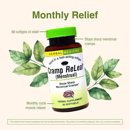 HERBS ETC. Cramp Releaf Menstrual Support Softgels