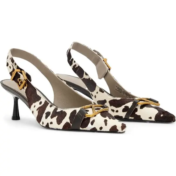ALLSAINTS Hera Pointed Toe Slingback Pumps - Cow Print