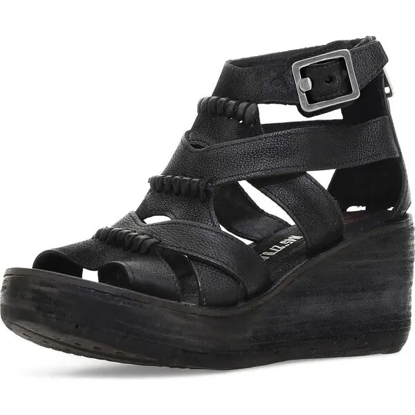 A.S.98 Norman Platform Wedge Sandal - Black