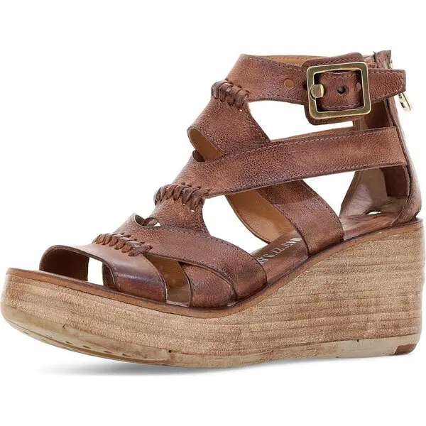 A.S.98 Norman Platform Wedge Sandal - Whiskey