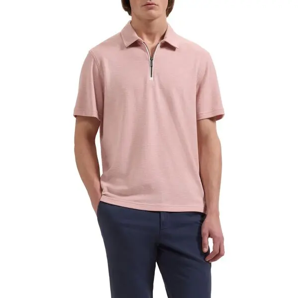 Bugatchi Quarter Zip Polo - Dusty Pink