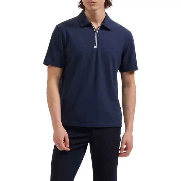 Bugatchi Quarter Zip Polo - Navy