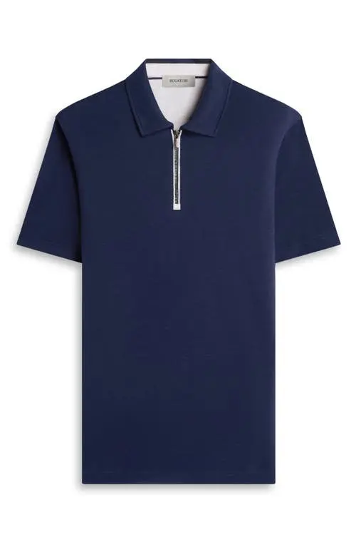 Bugatchi Quarter Zip Polo - Navy