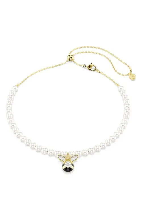 SWAROVSKI Idyllia Bee Pendant Faux Pearl Choker Necklace - Gold/multi