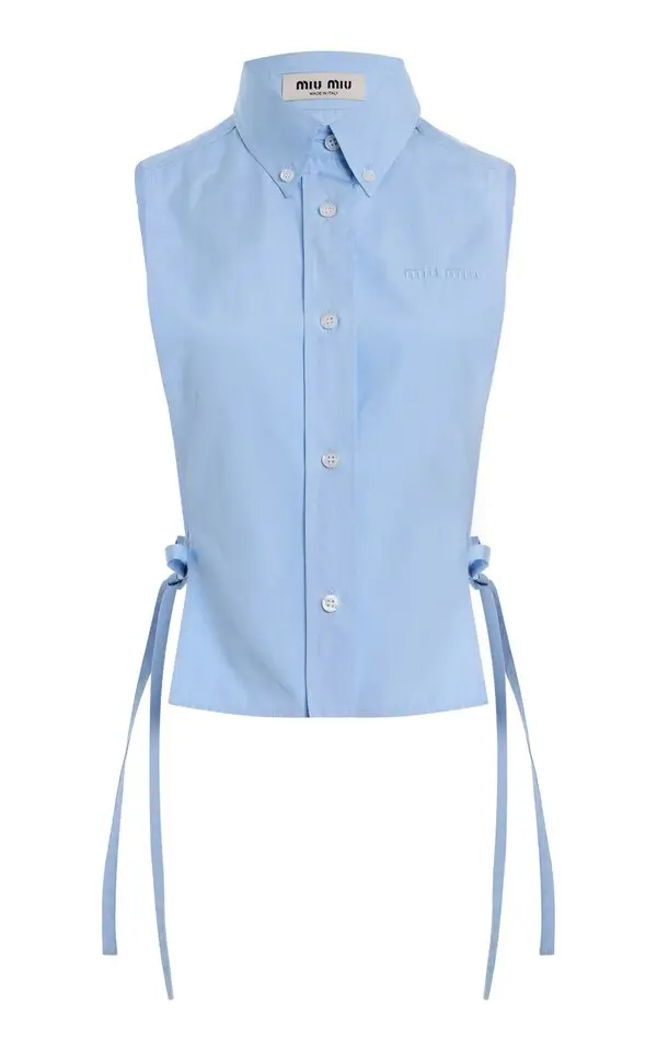 Miu Miu Cotton Poplin Top - Blue