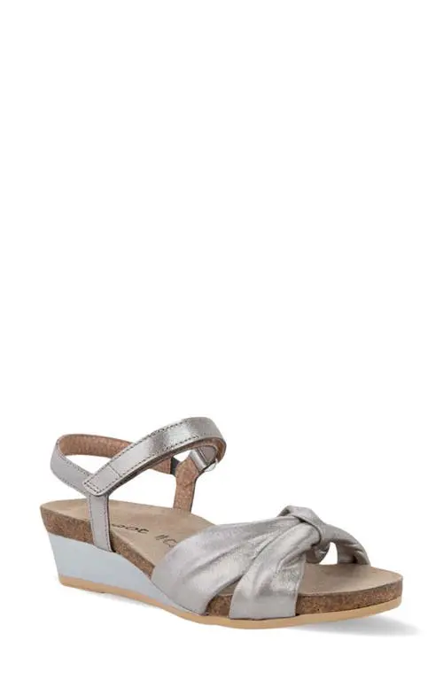 Naot Madame Ankle Strap Platform Wedge Sandal - Silver Threads